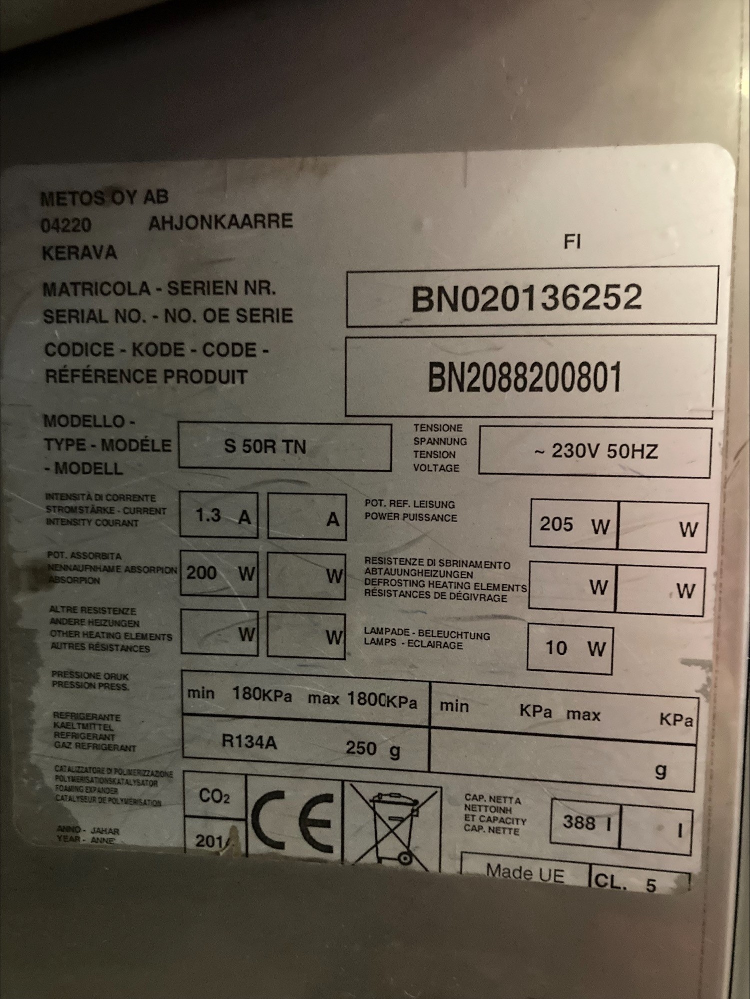 Metos refrigerator Net volume 388 liters - PS Auction - We value the ...