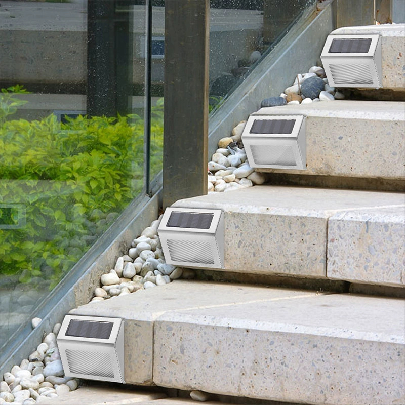 6 pcs Solar-powered LED stair lights in stainless steel – 6 LED, IP65 ...