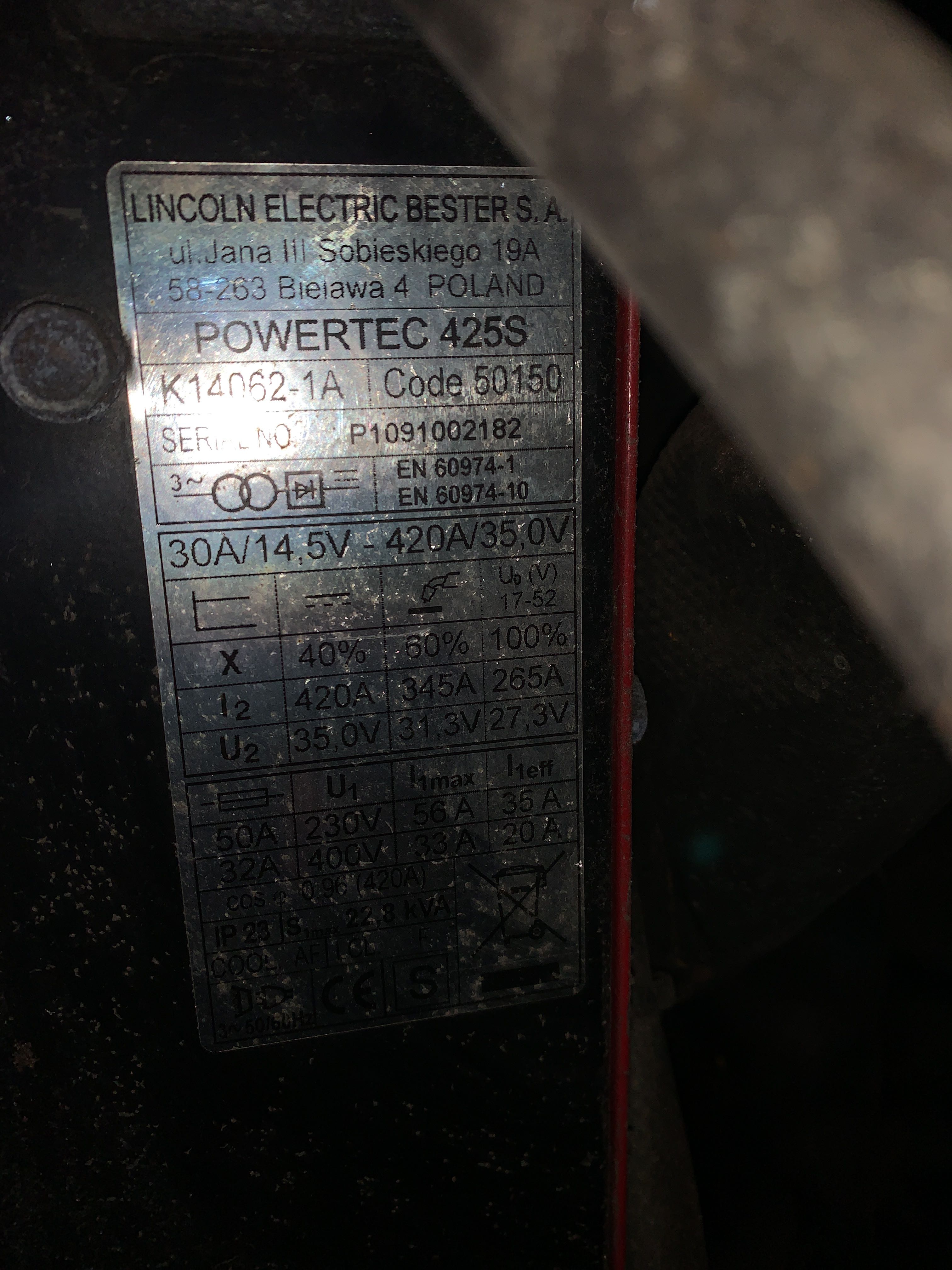 MIG-svets med matarverk och kylare Lincoln Electric Powertec 425S ...