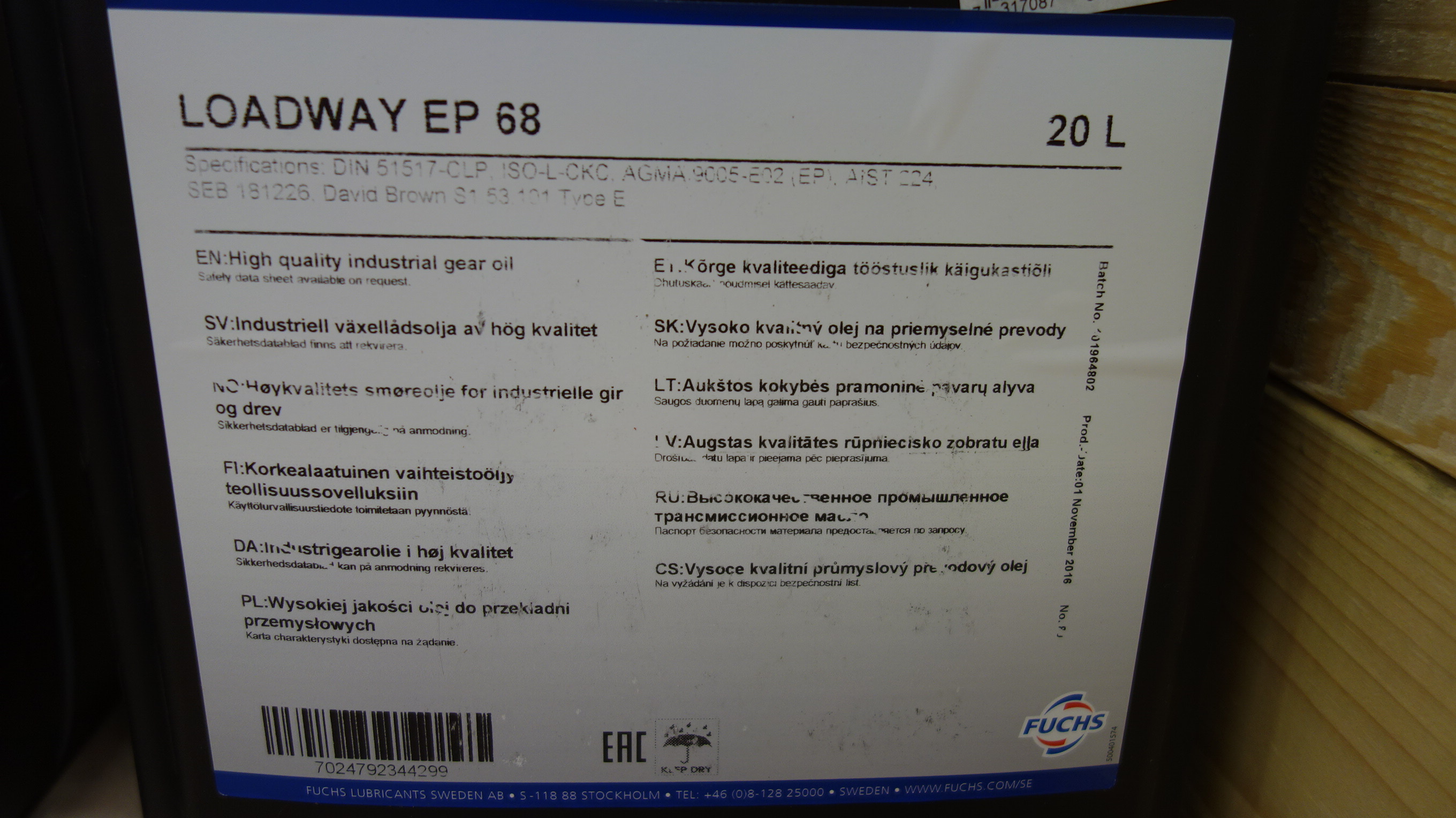 Industriell växellådsolja, 20 liter, Loadway EP 68 - Auktioner online ...