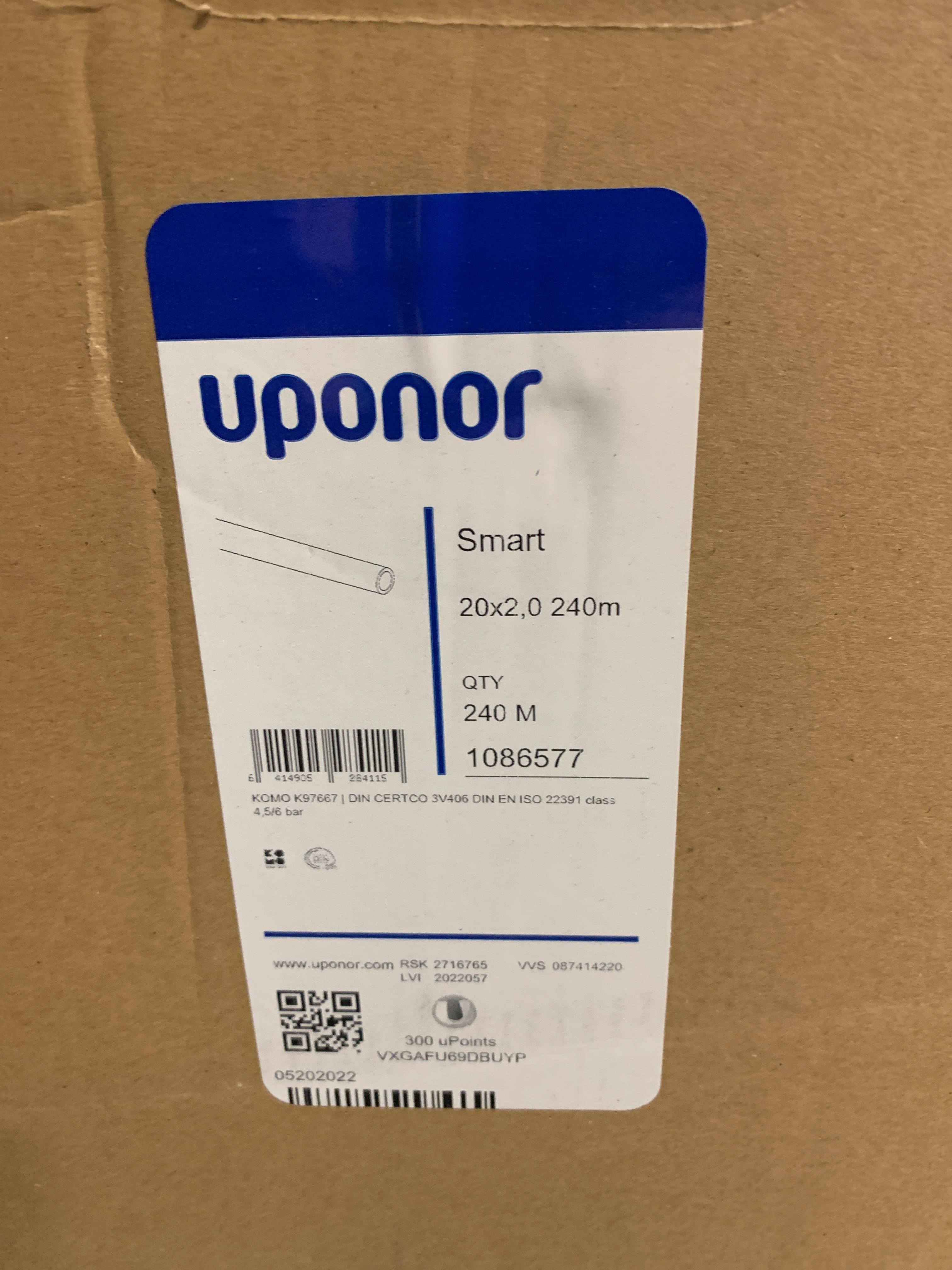 Värmerör Uponor Smart Golvvärmerör 20x2,0mm 240m - Auktioner online - Nätauktioner ...