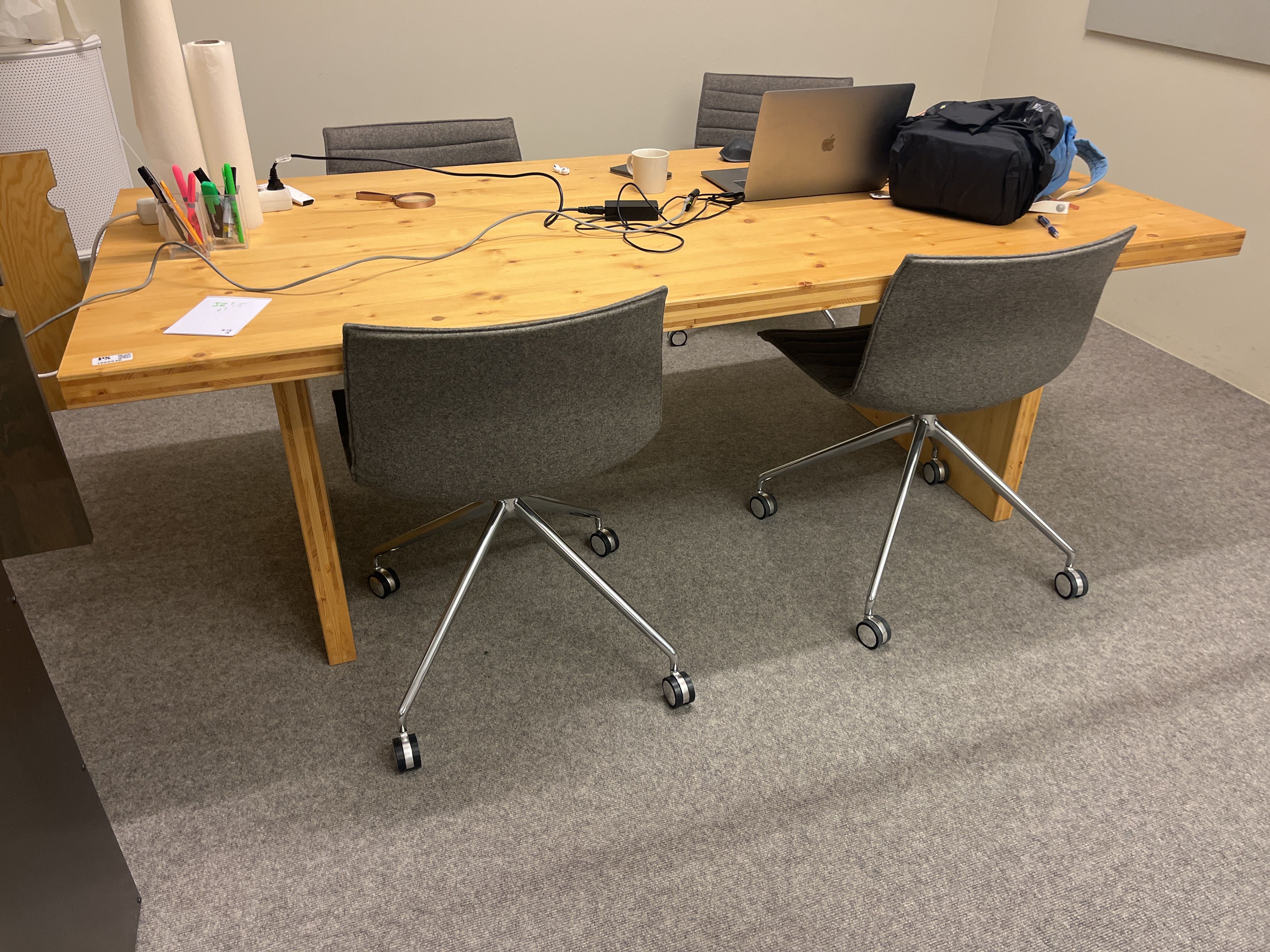 Conference table KF wood approx. 2m and 4 Arper chairs - PS Auction ...
