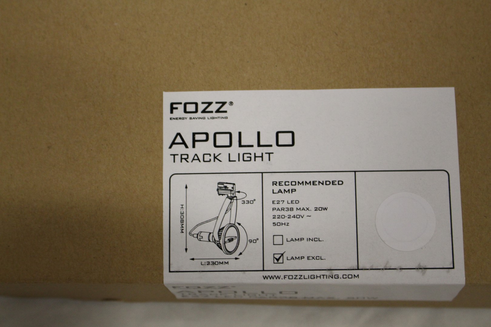 Fozz Apollo Track Light 3-fas, till LED PAR38, vit, 12 st. (Fri frakt ...