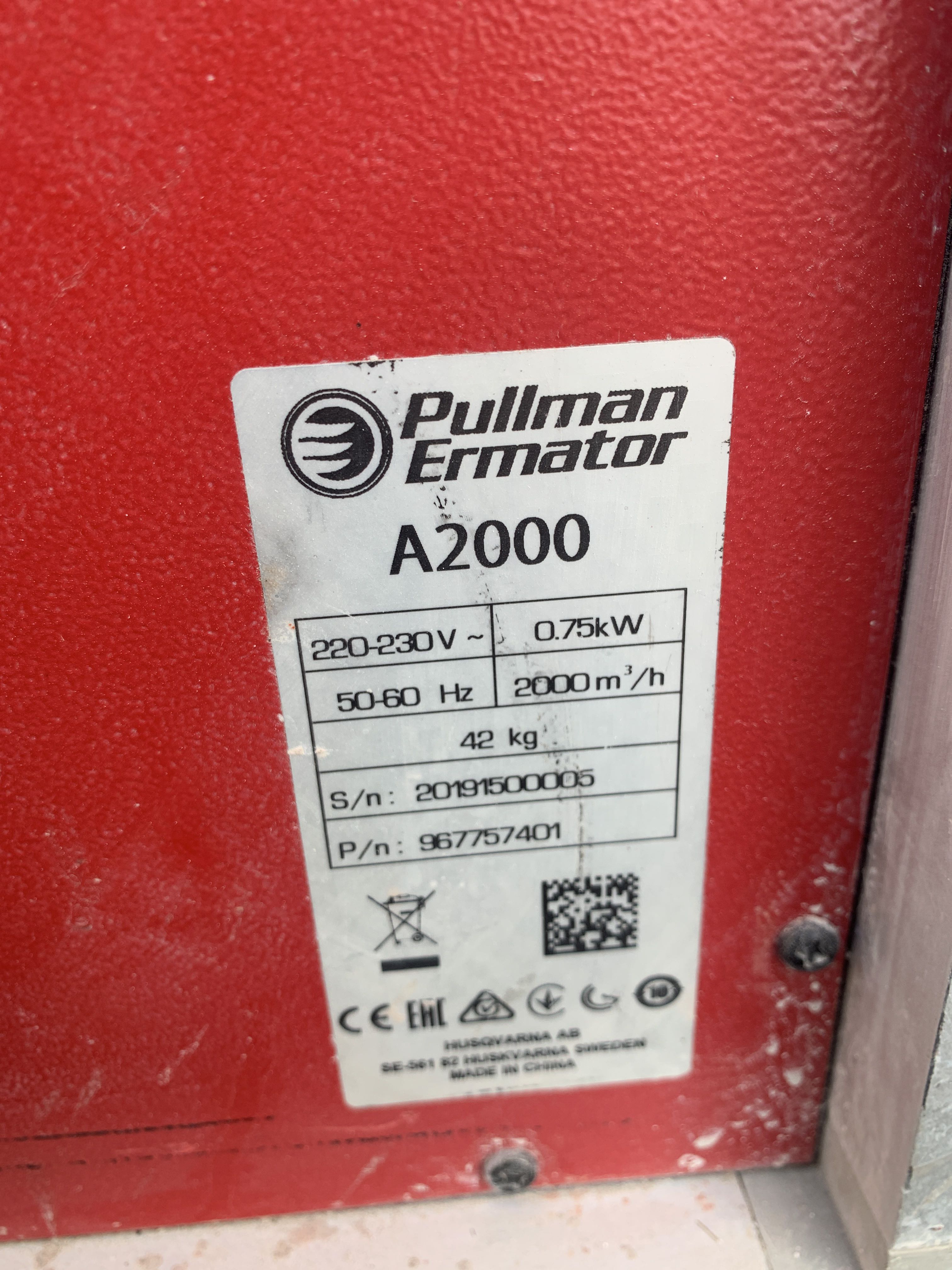 Pullman Ermator dust separator A2000 - PS Auction - We value the future ...