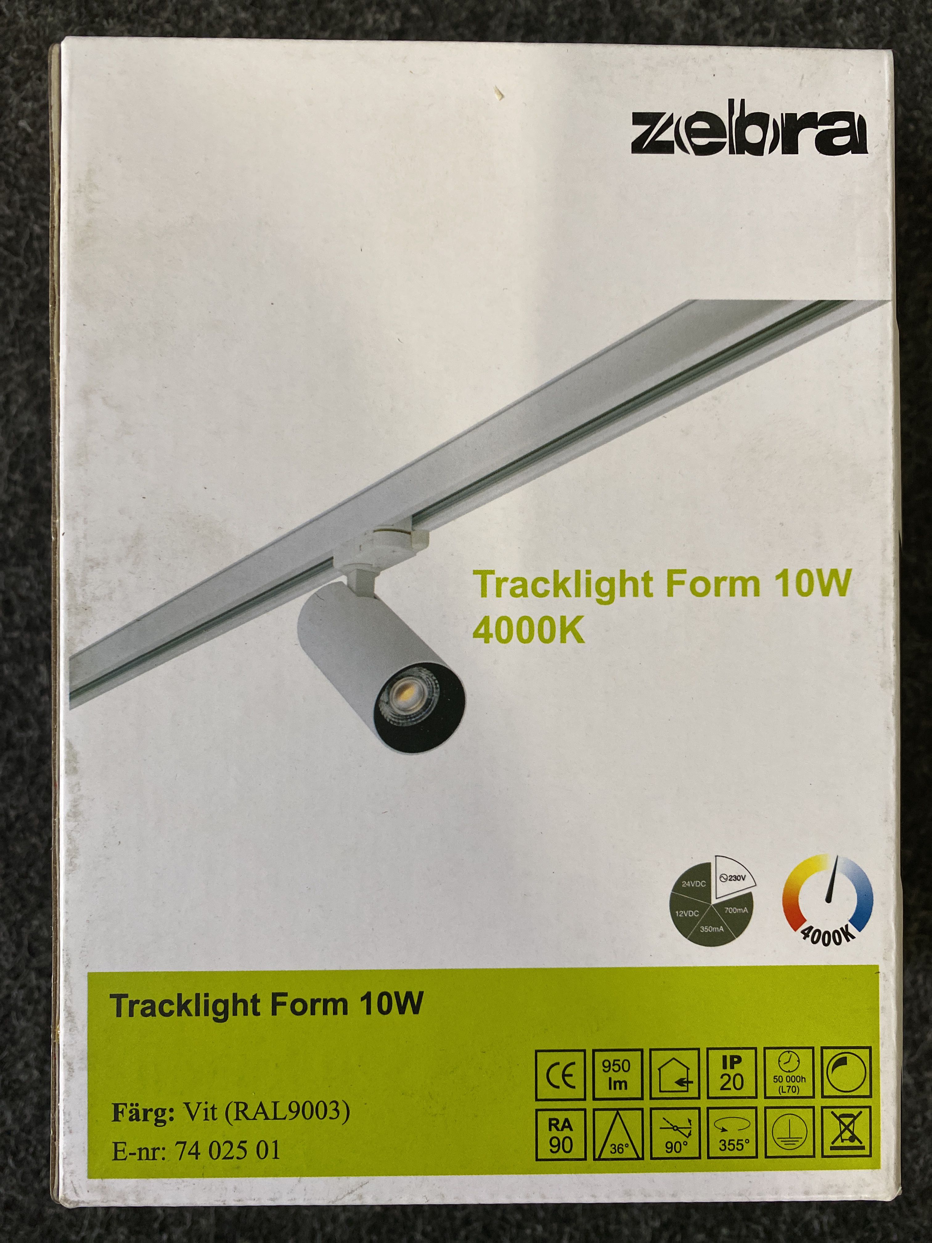 10st Spotlight Zebra tracklight vit 10W 950lm - Auktioner online ...