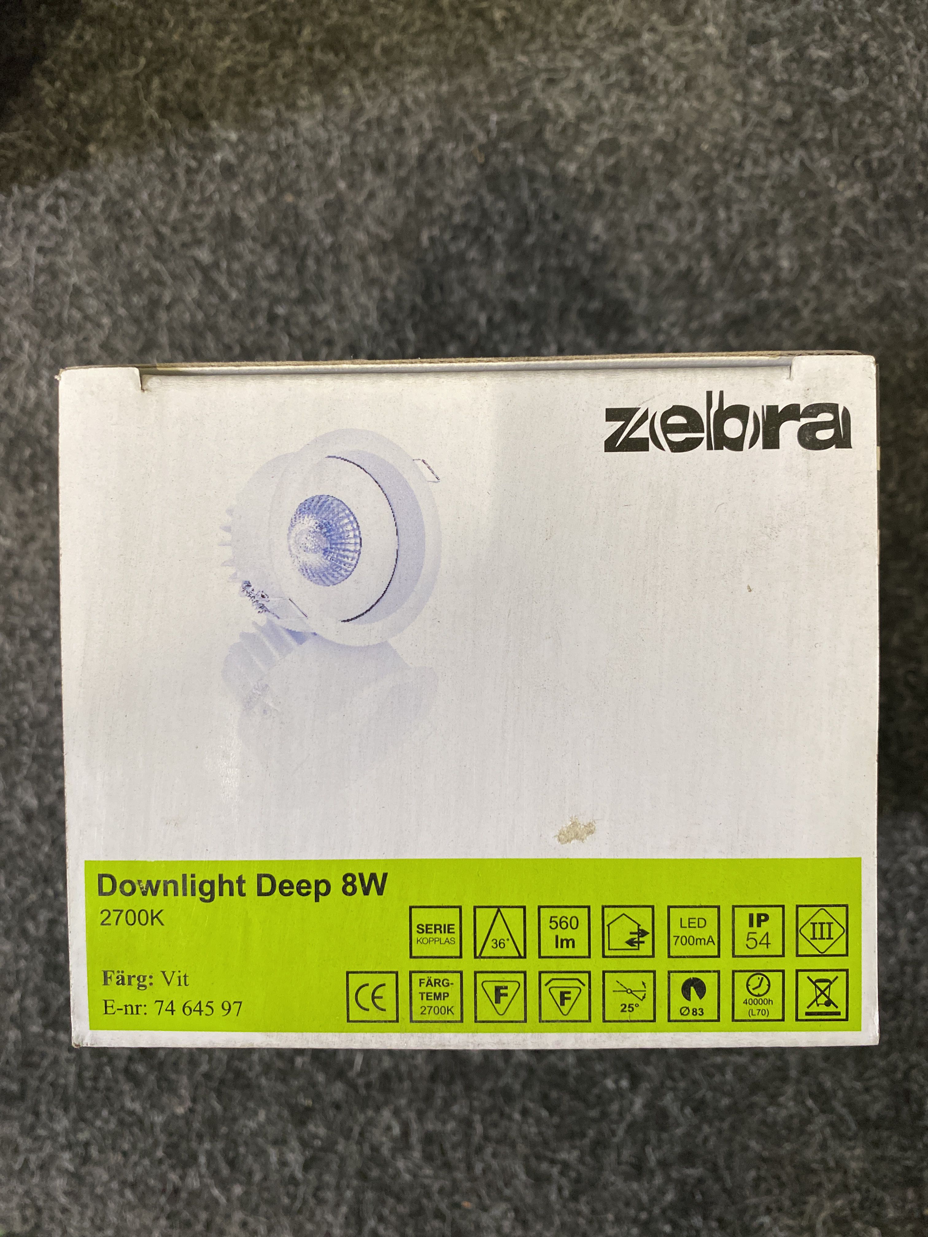 20st Downlight Led Zebra Deep 8W 2700K - Auktioner online ...