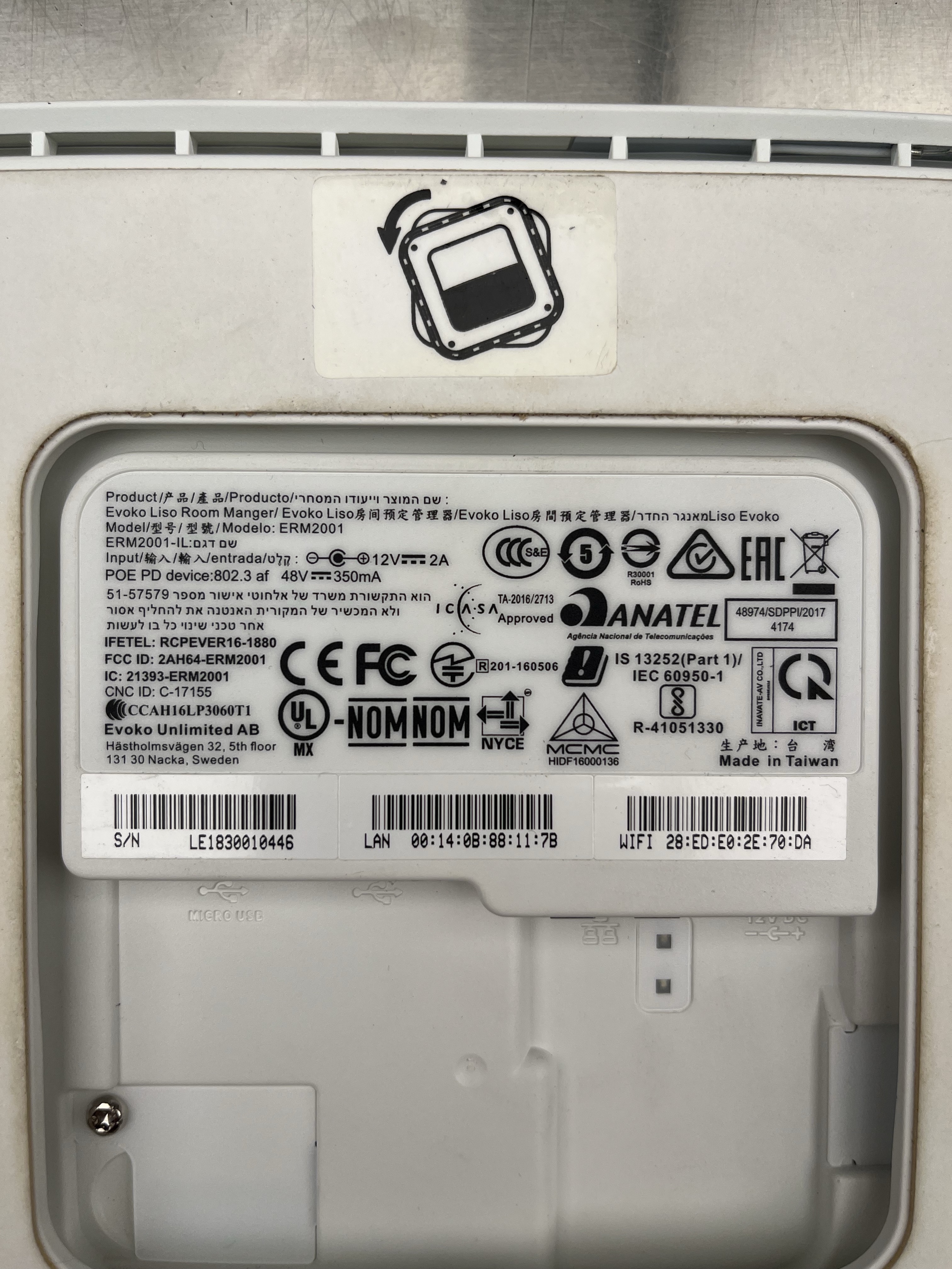 Konferensrumsbokning - Evoko ERM2001 Evoko Liso Room Manager ...