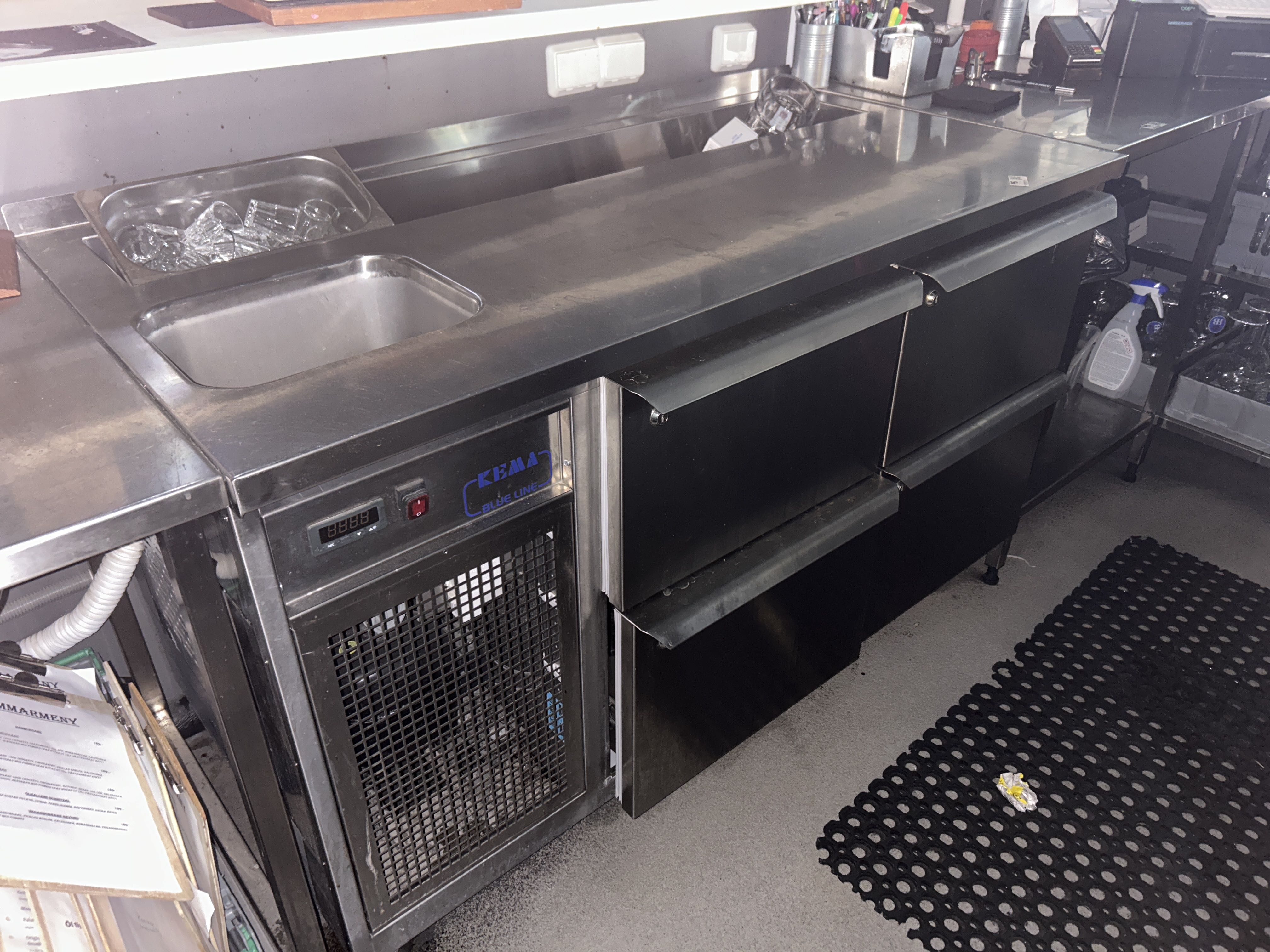 Bar counter with chute, sink and 4 drawers - Kema Blue Line - PS ...