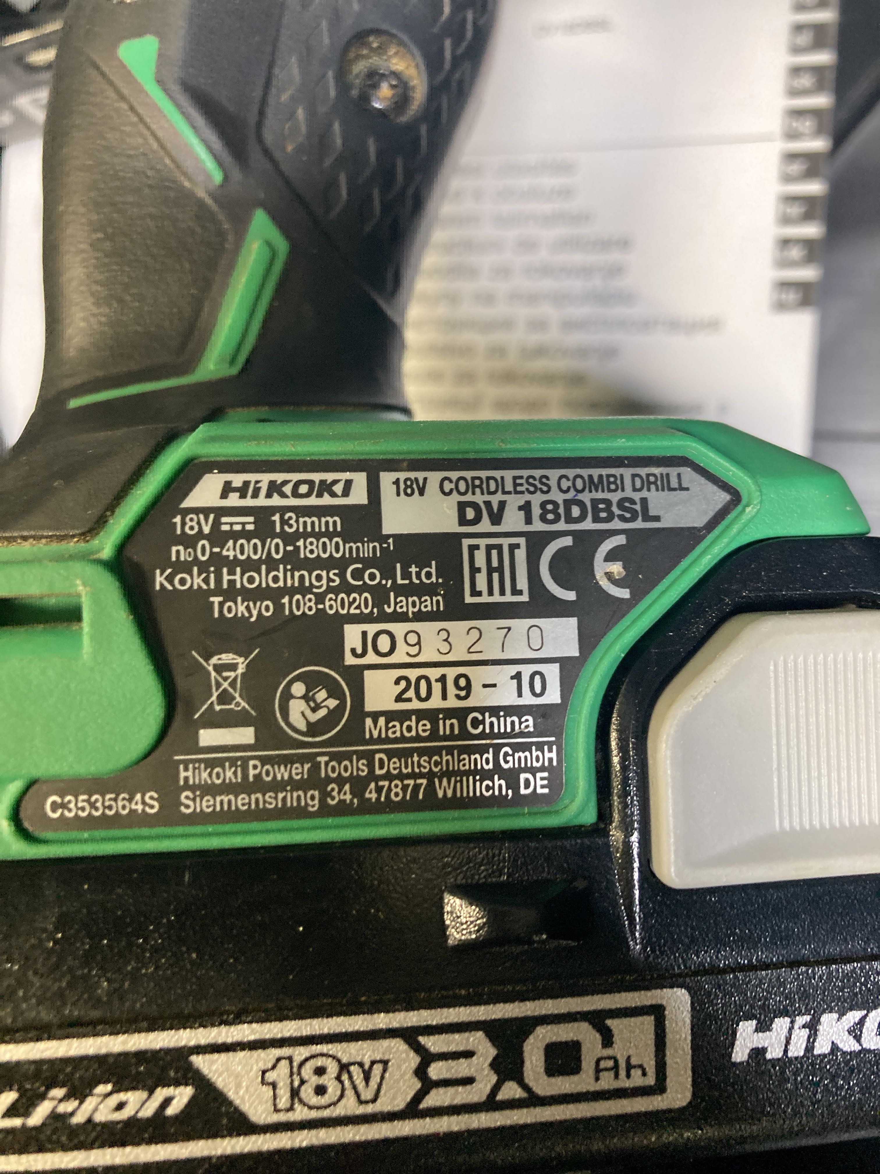 Slagborrmaskin Hikoki DV18DBSL - Auktioner online - Nätauktioner ...