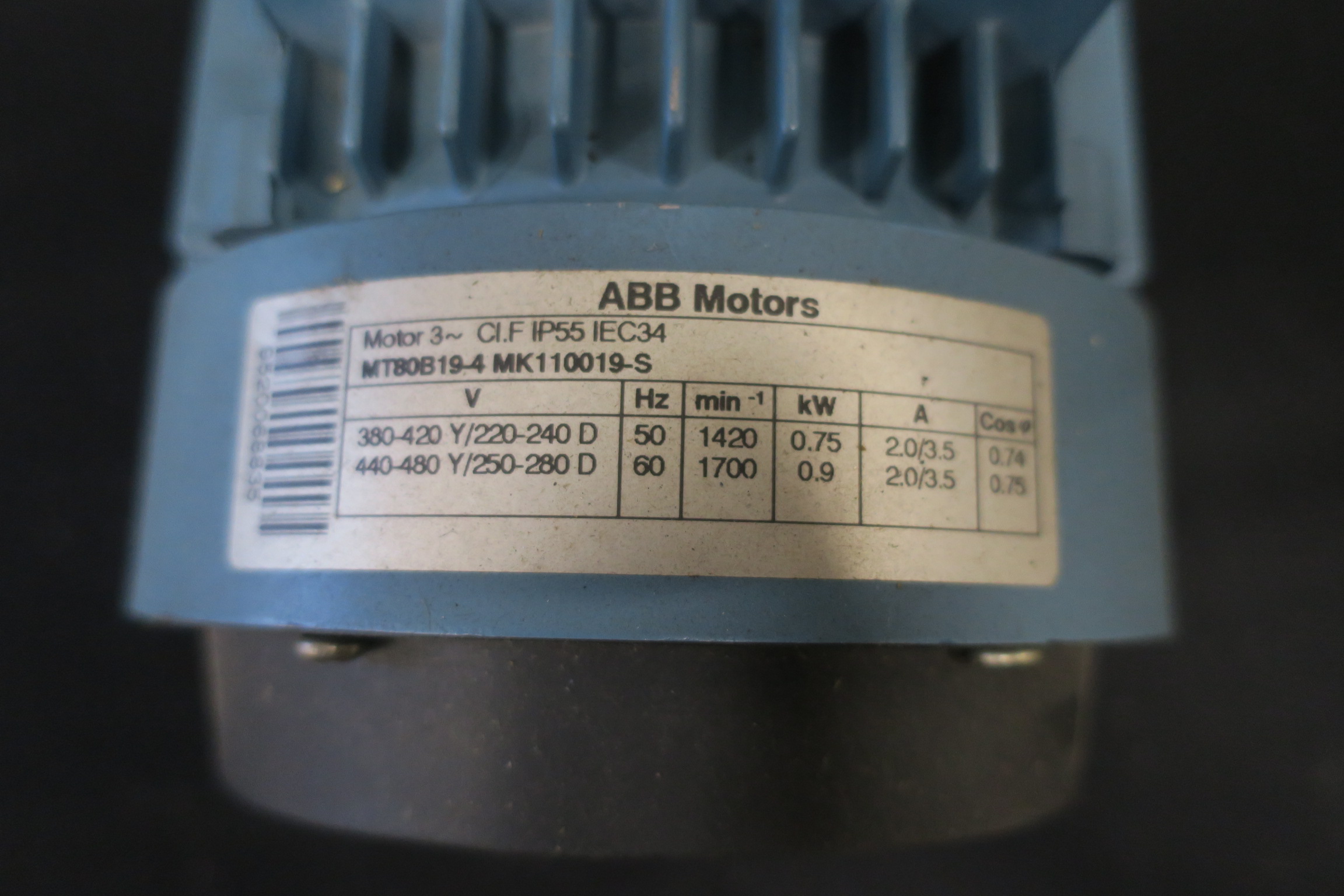 Elmotor ABB Motors MT80B19-4 0,75 kW - Auktioner online - Nätauktioner & Konkursauktioner | PS ...