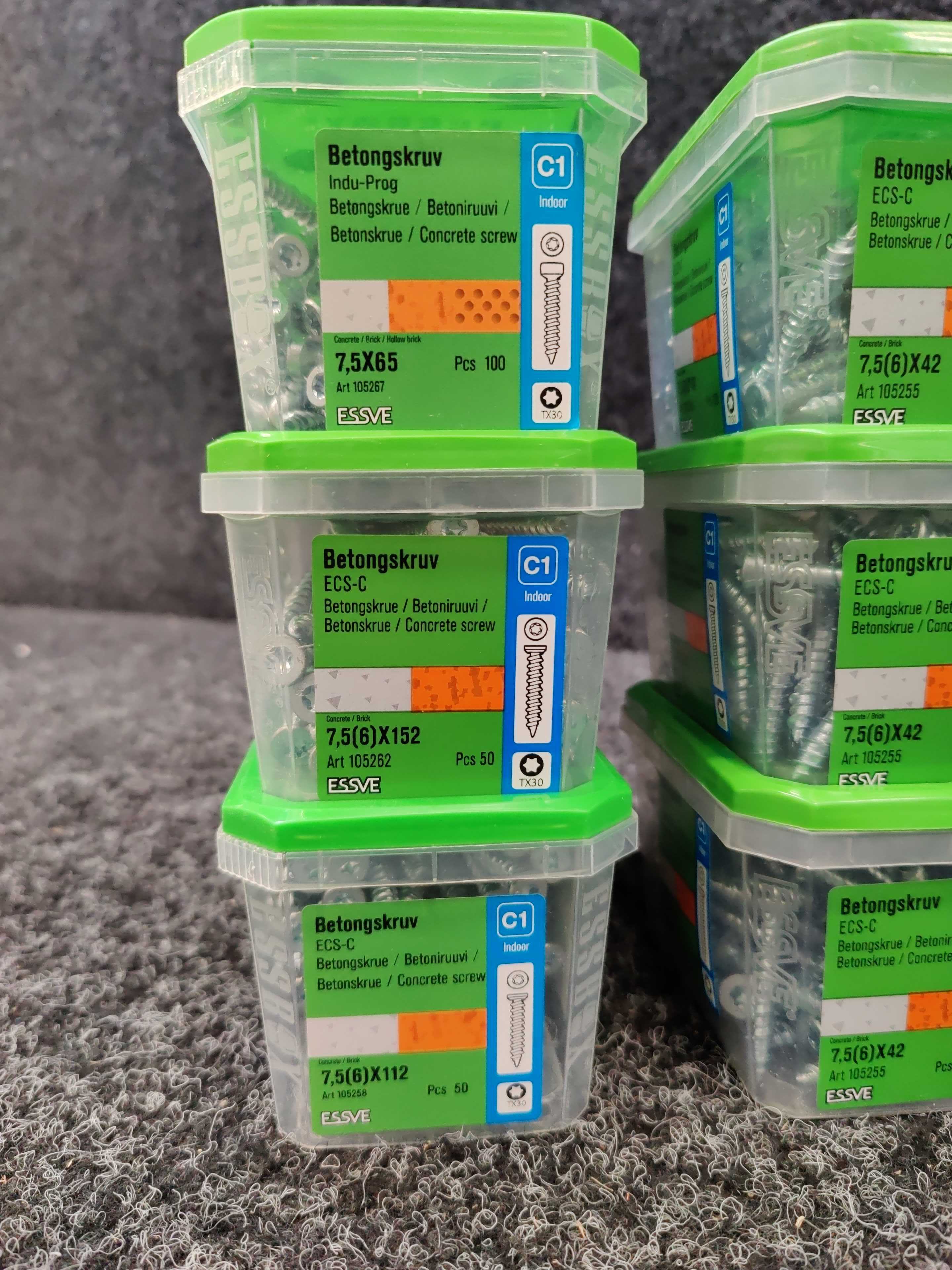 6 st Förpackningar Betongskruv, Essve - Auktioner online - Nätauktioner ...