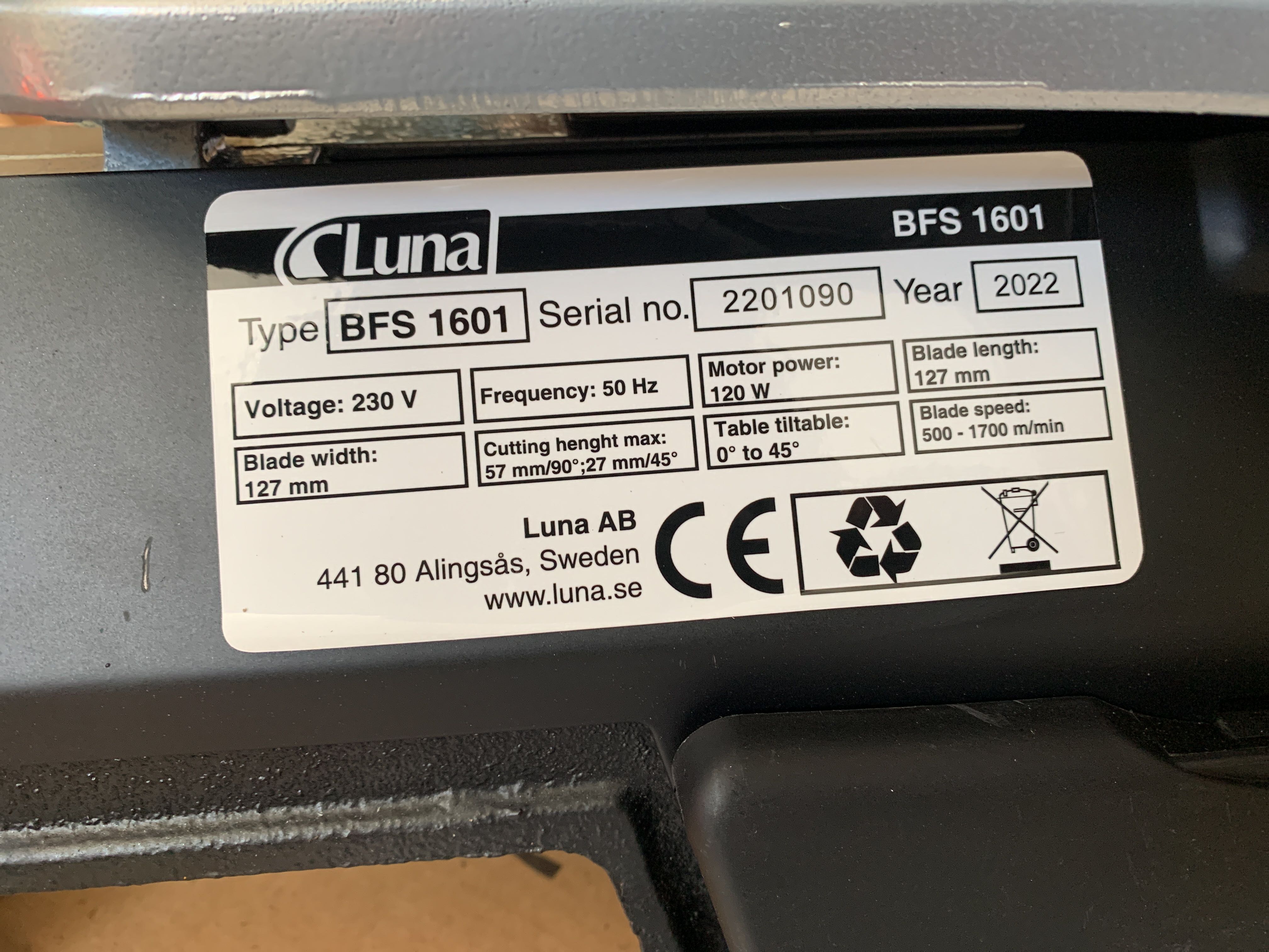 Kontursåg med variabel hastighet Luna BFS 1601 - Auktioner online ...