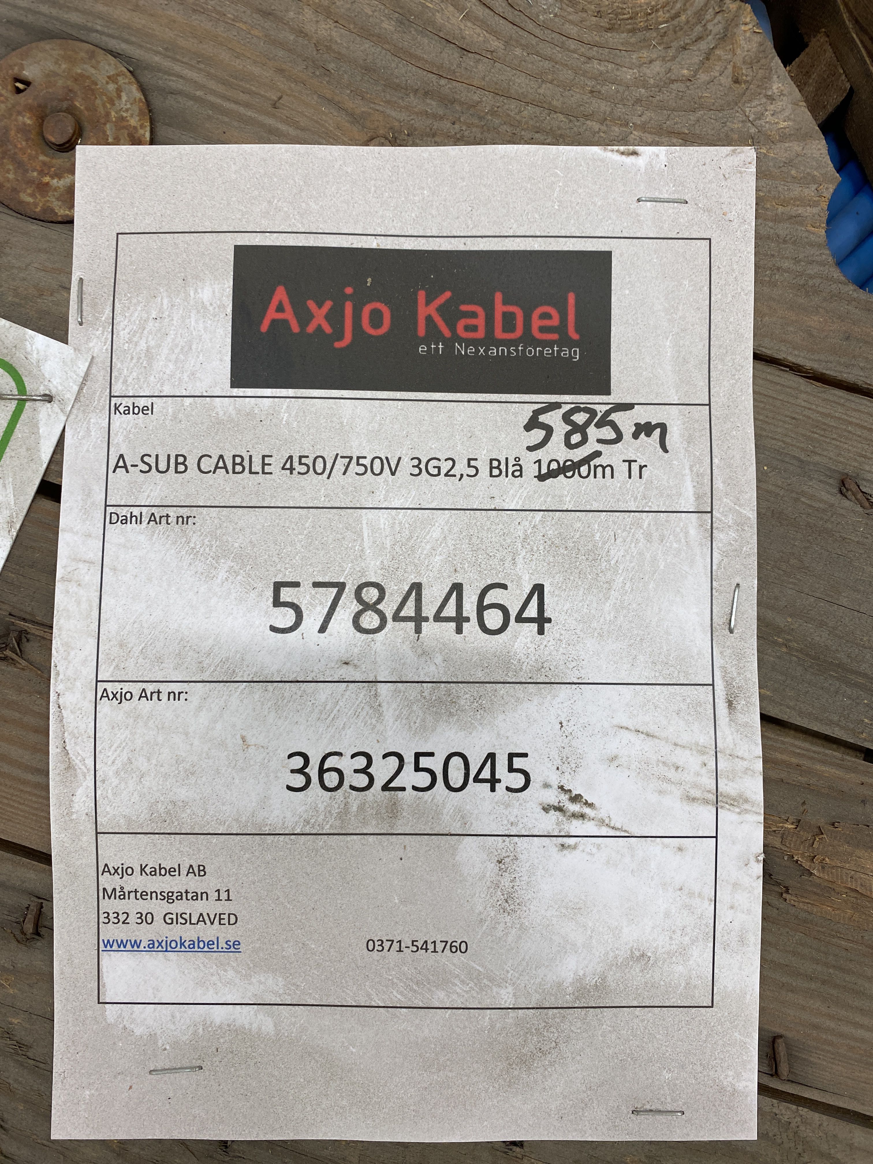 Pump cable a-sub cable 4G1.5MM2 585m food approved AXJO (Contains copper) - PS Auction - We ...