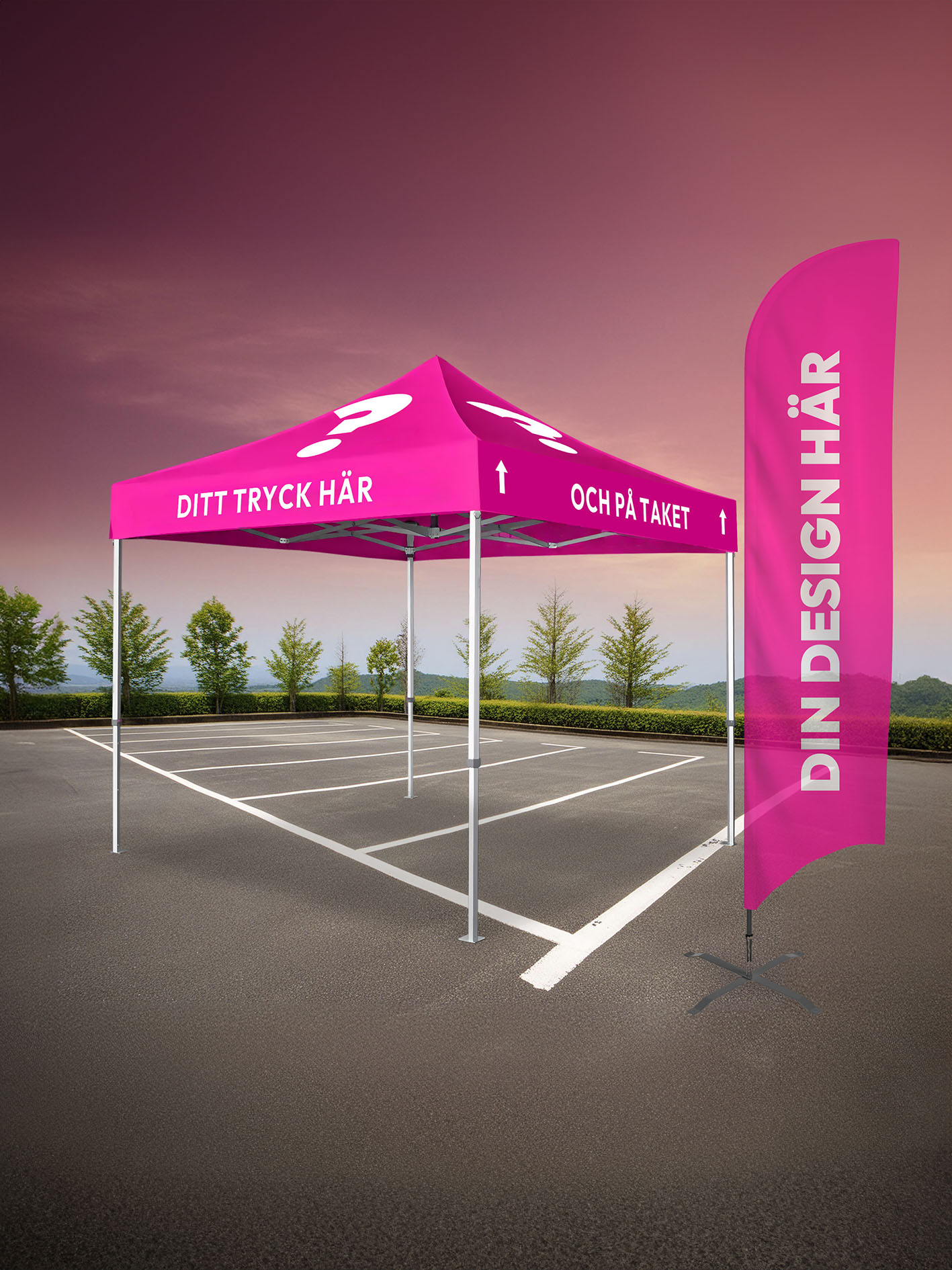 Tent 3x3 meters + 2 beach flags - Signage Norrköping, value approx ...