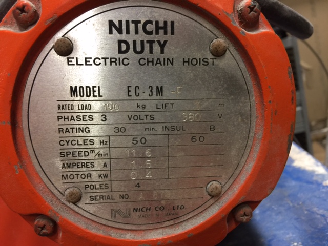 Electric chain hoist Nitchi Duty EC-3M - PS Auction - We value the ...