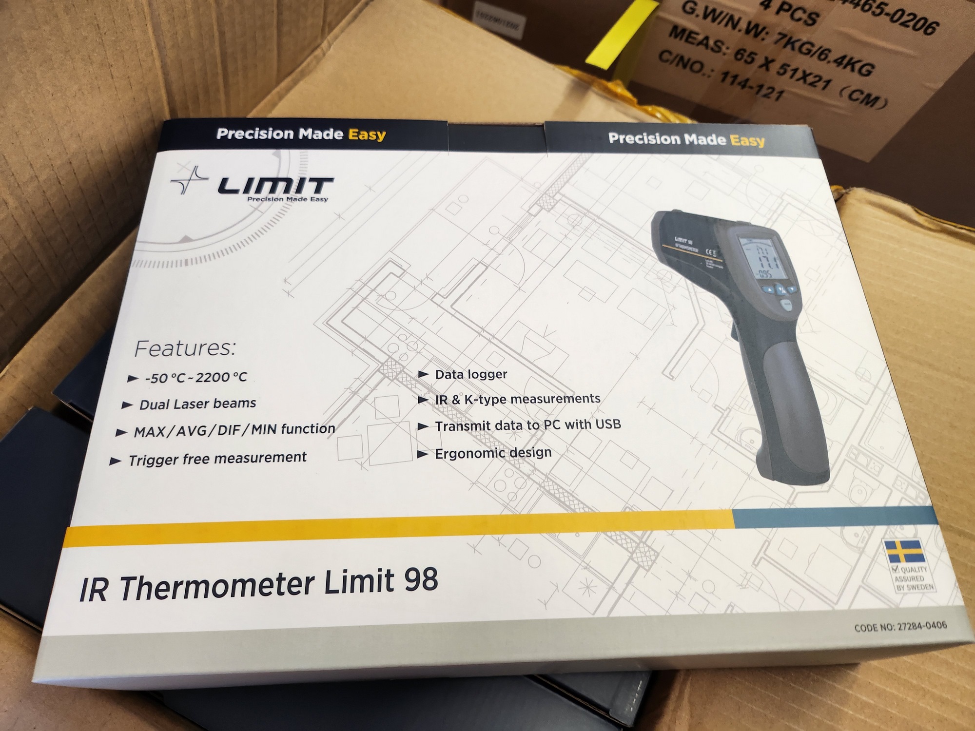 IR thermometer -Limit 98, measuring range up to 2200°C, with USB and ...