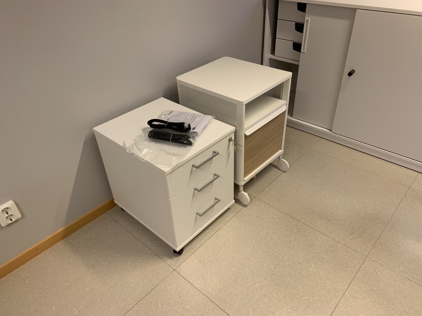 Electric raise/lower desk, office chair, roller shutters and cupboards ...