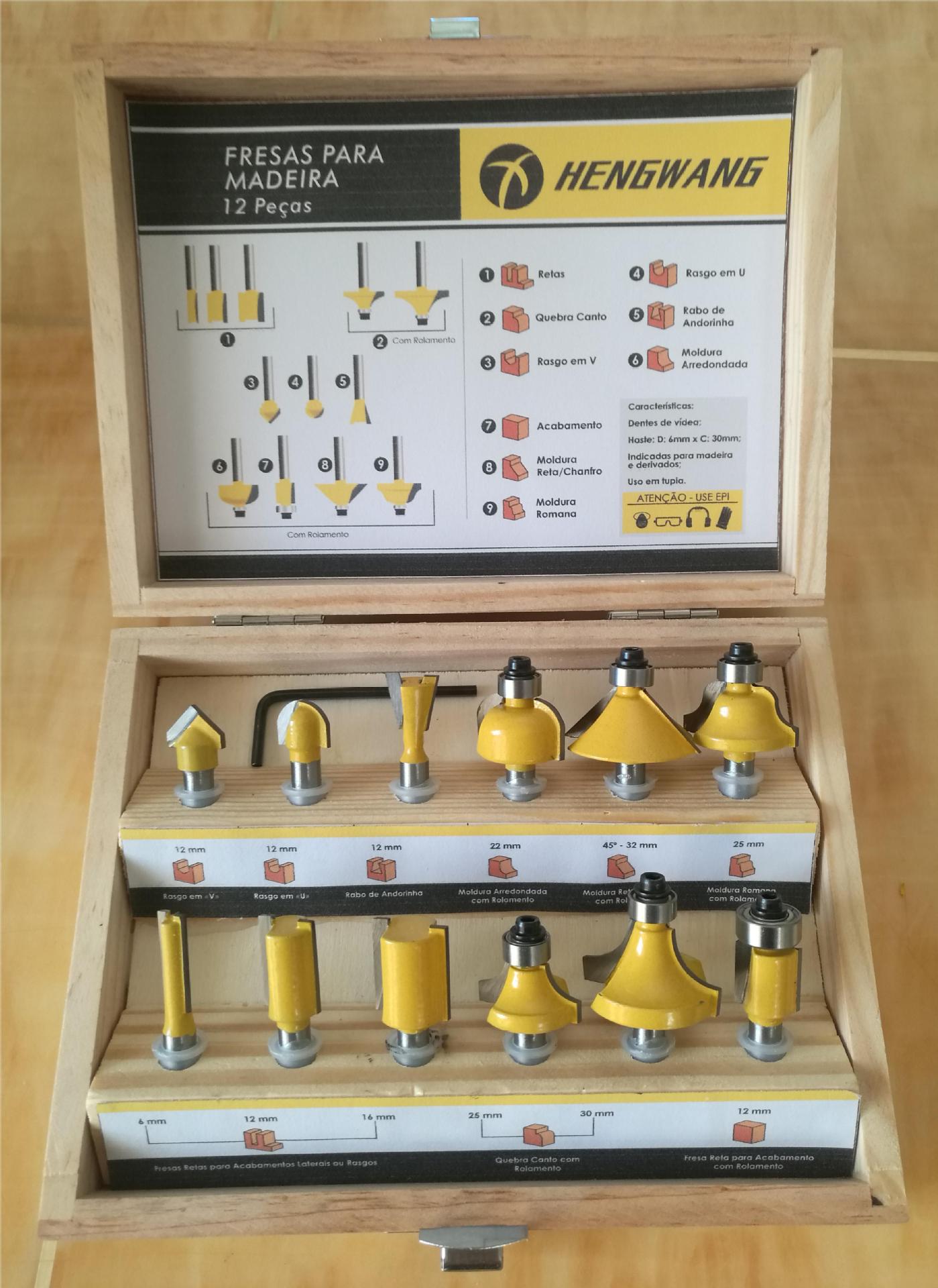 1 pc 12-piece Router Set – Complete set for precision milling in wood ...