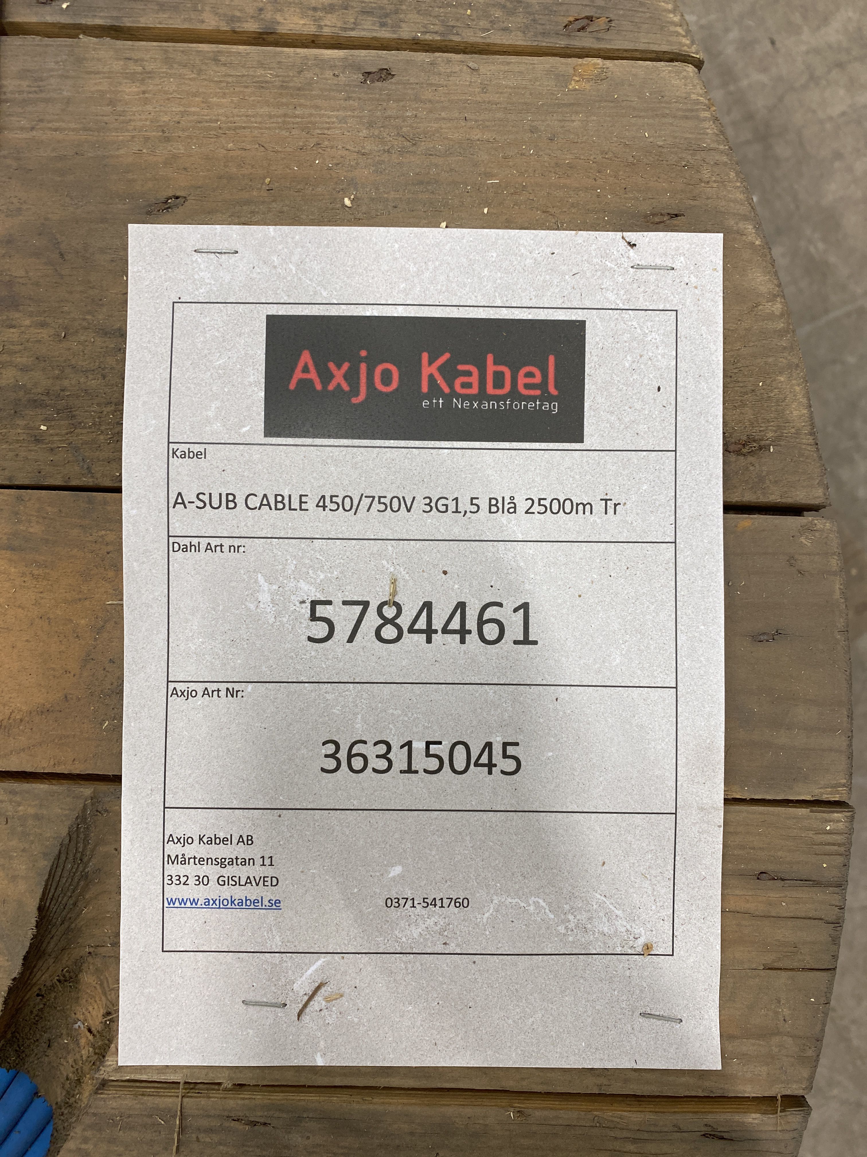 Pump cable a-sub cable 3G1.5MM2 2500m food approved AXJO (Contains ...