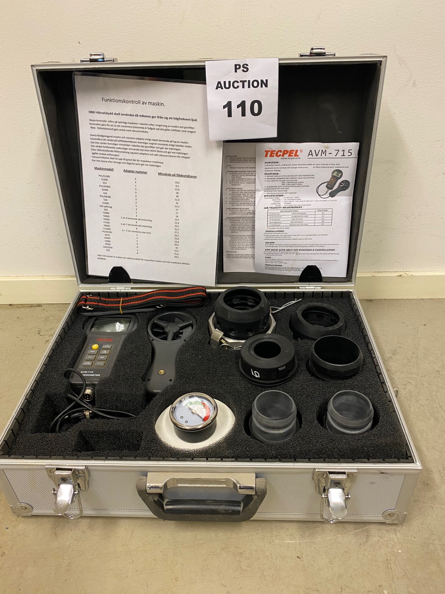 Utrustning för funktionskontroll av dammsugare, TECPEL AVM - 715 - Auktioner online ...