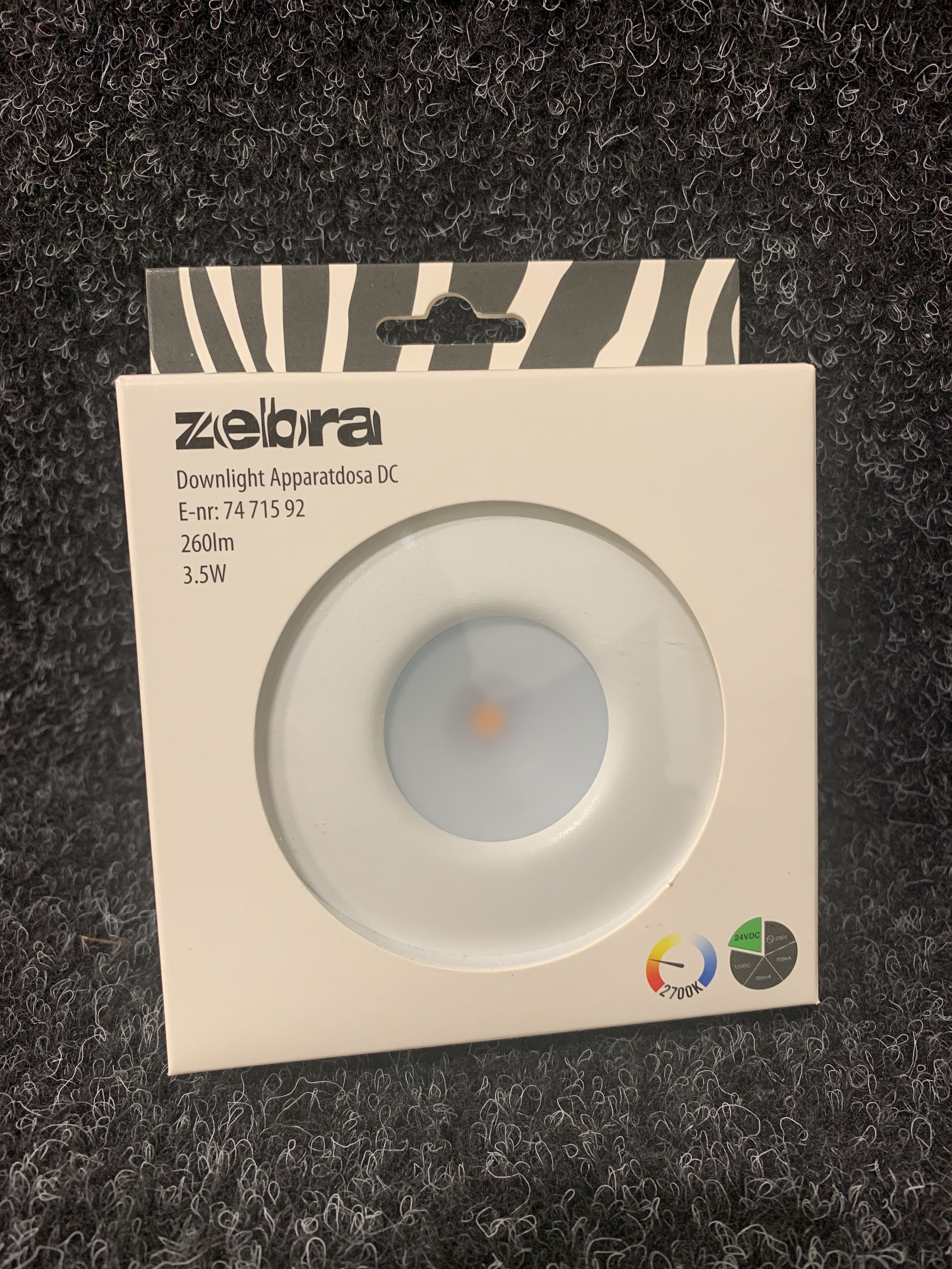 6 st Downlight Apparatdosa DC 3,5W LED, Zebra - Auktioner online ...