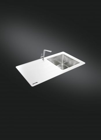 Rostfri vask med matt vitt glas 87 cm Smeg LMN1VBS - (Ny i kartong ...