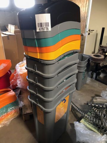 5 sorting barrels with lid for plastic, food waste, combustible ...