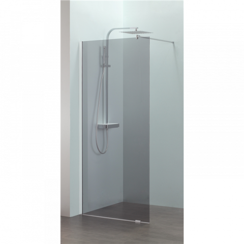 Shower wall Alterna Lusso Fixed wall 80, gray tinted glass - PS Auction ...