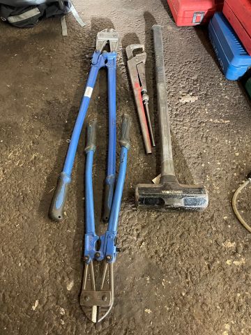 Bolt shears, sledgehammer and pipe wrench Biltema / Bahco - PS Auction ...