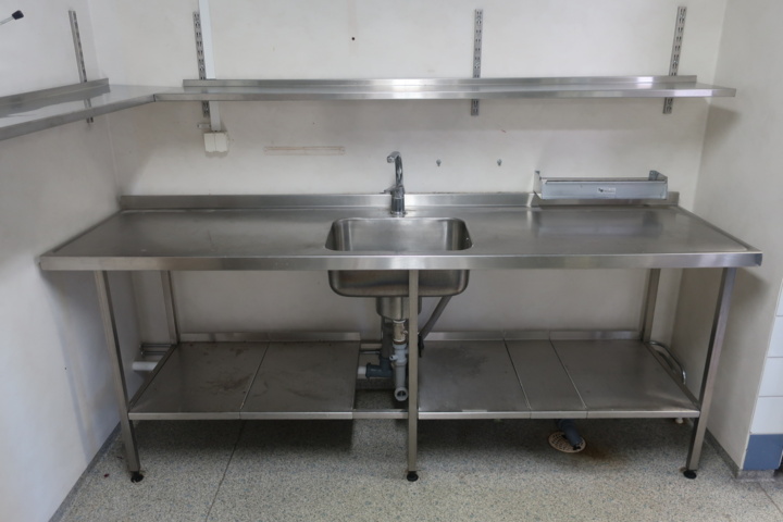 Stainless bench with hob and mixer and wall shelf - PS Auction - We ...