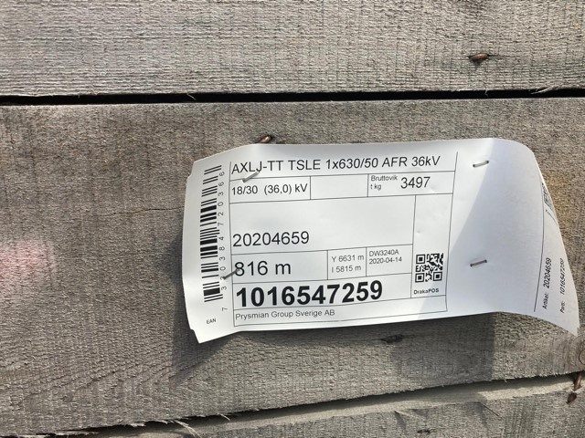 4st kabelrullar med AXLJ-TT TSLE 1X630/50 AFR 36kV - Auktioner online ...