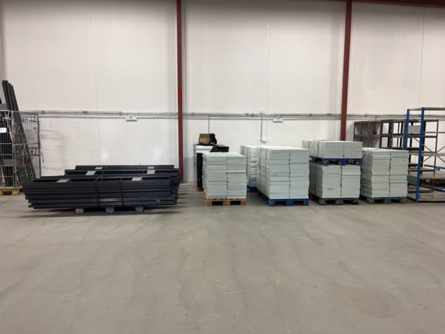 Disassembled metal shelves, approx. 60 beams and shelves - PS Auction ...