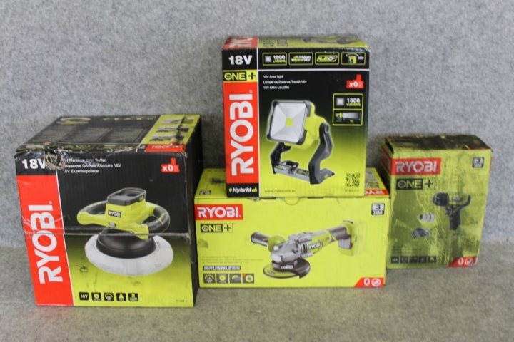 Ryobi polermaskin, värmepistol, vinkelslip och ledlampa - PS Auction ...