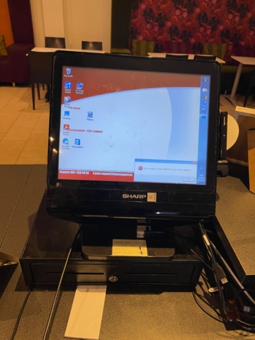 Sharp kassasystem med låda, kvittoskrivare, svarta lådan och ...