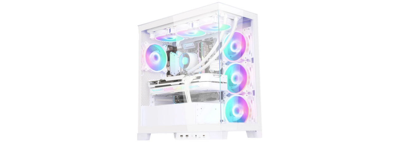 Mid-tower chassis with four ARGB fans Mission SG Glassical Cube - White ...