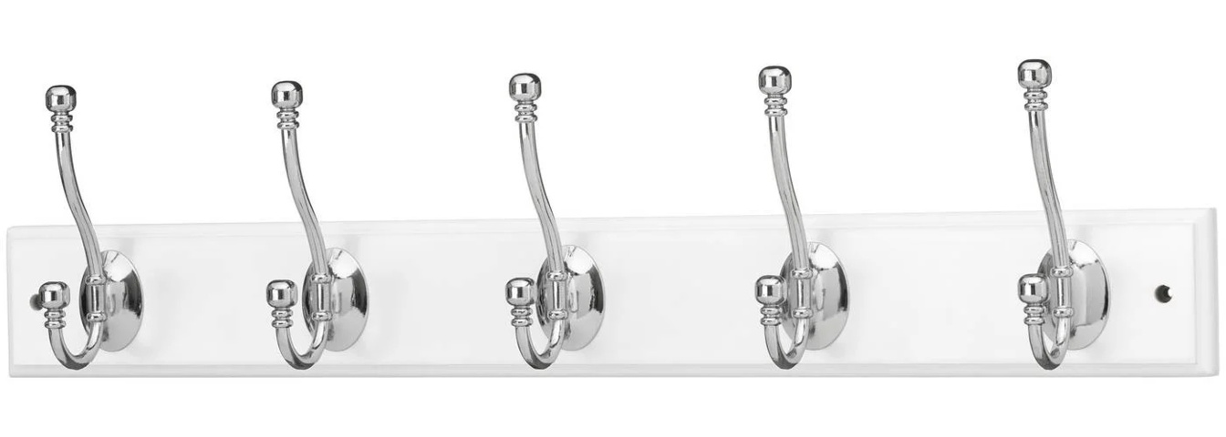 5 pcs Structure hook strip 5-hook wood white/chrome - Shipping included ...