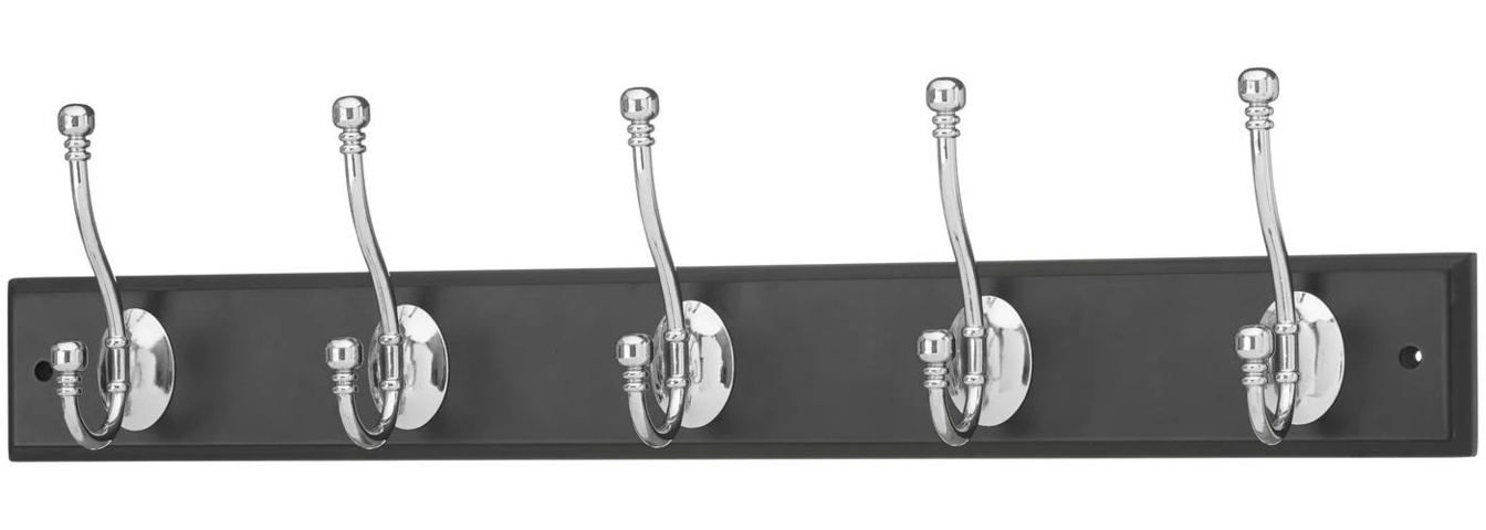 5 pcs Structural hook strip 5-hook wood black/chrome - Shipping ...