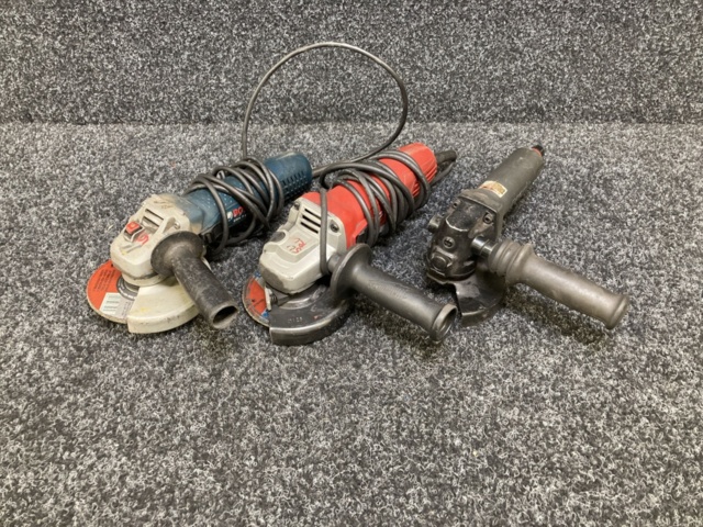 2 angle grinders Bosch, Millwaukee and 1 pneumatic grinder Teng Tools ...