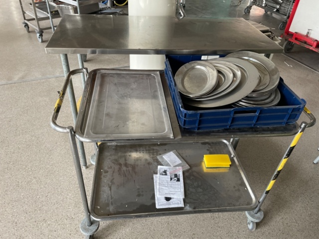 Stainless bench, 2 stainless steel carts with contents - PS Auction ...