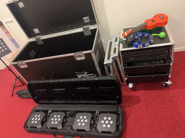 Collection of studio and stage equipment - Lighting, stage box and more ...