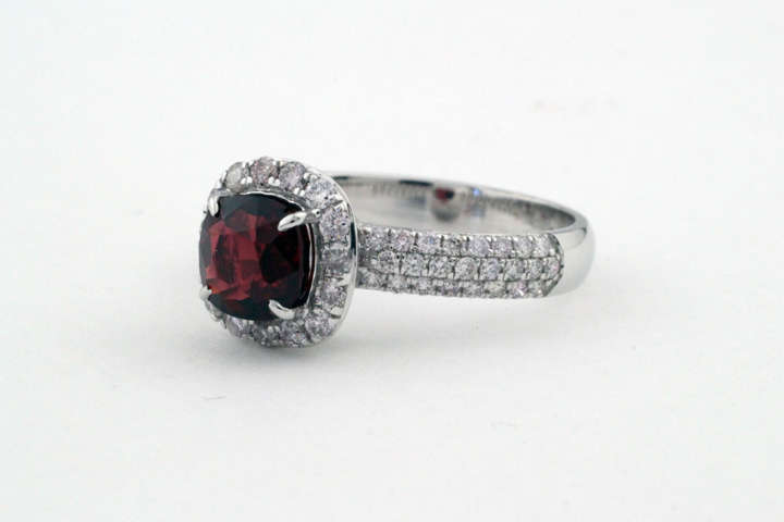 Ring 14K White gold with natural Spinel Diamonds IGI-cert - PS Auction ...
