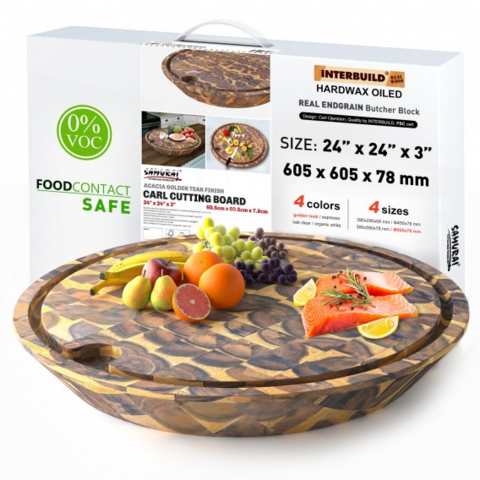 Cutting board Samurai, Interbuild Ø 605x78mm, natural - PS Auction - We ...