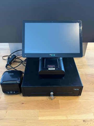 Cash register system with receipt printer, control unit and drawer ...