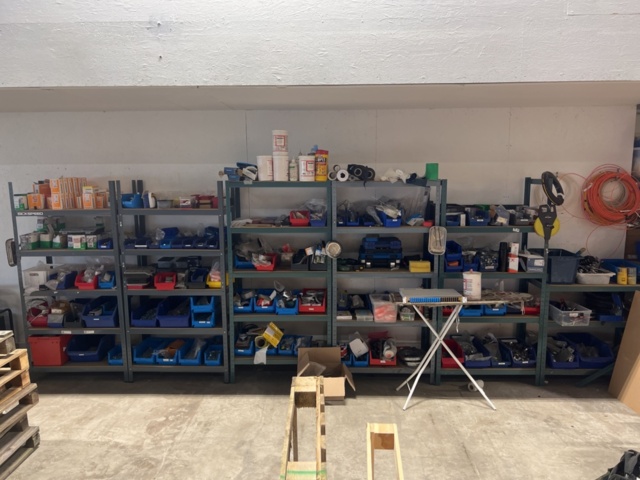 Sheet metal shelves 6 sections with contents for disassembly - PS ...