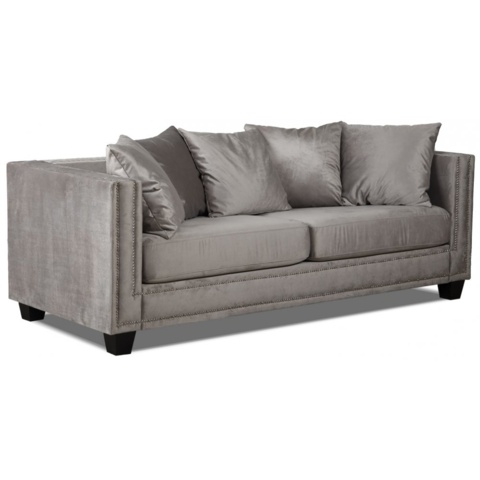 Tempel 3-seat sofa with rivets in gray-beige velvet - PS Auction - We ...