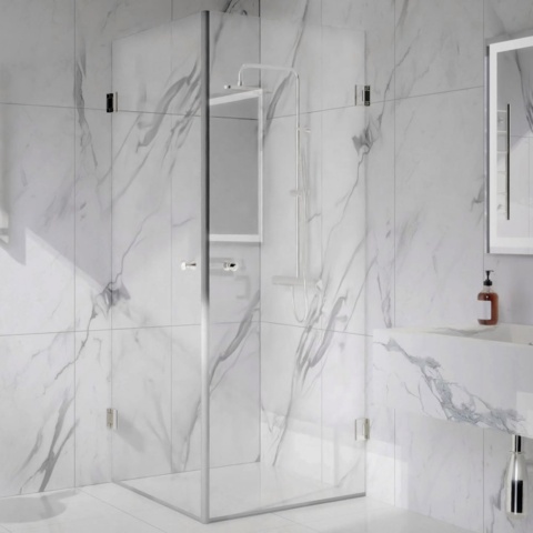 Shower enclosure 80x80 cm 2 doors chrome details - PS Auction - We ...