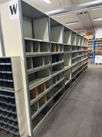 Storage rack/Sorting rack with sheet metal shelves W - 8 meters - PS ...