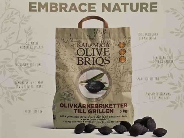 Parti med olivkärnebriquetter Kalamata Olive Briqs - ca 95 st 3kg ...