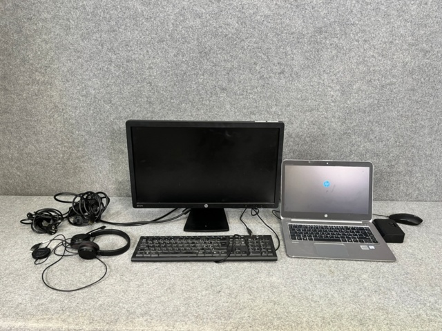 Computer package, Laptop HP Elitebook, HP Monitor, HP dock, headset ...
