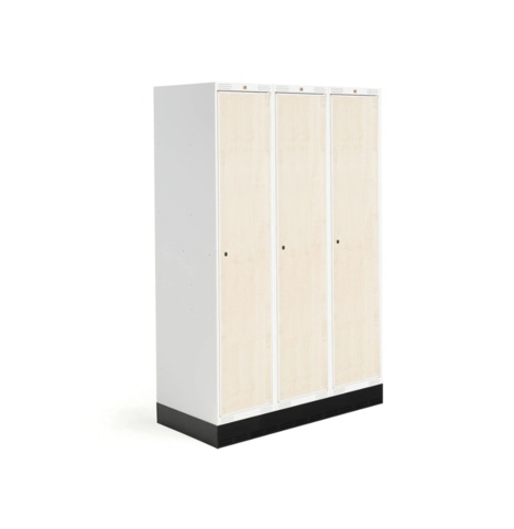 Student locker 3 sections, incl. plinth, 1890x1200x550 mm, birch - PS ...